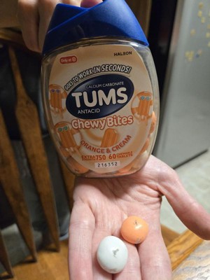 Tums Chewy Bites Orange and Cream Extra Strength Chewable Antacid for ...