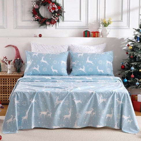 4 Pieces Soft Microfiber Christmas Bed Sheet Set, Queen : Target