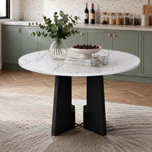 Polibi 43.3" Round Dining Table with Faux Tabletop for DIning Room ...