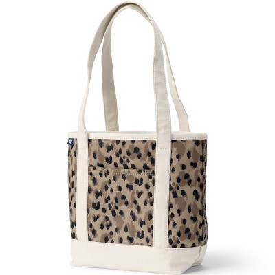 Lands' End Medium Solid Color 5 Pocket Zip Top Long Handle Canvas Tote ...