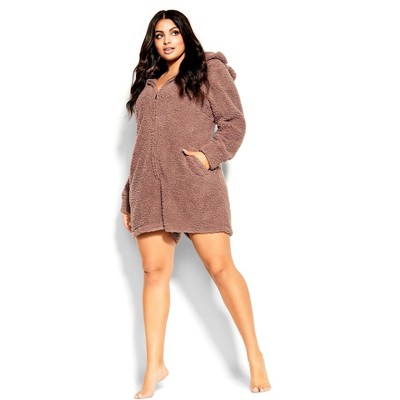 City Chic | Women's Plus Size Snuggle Romper - Woodrose - 12 Plus : Target