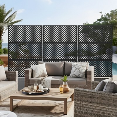 Wooakway 72"H 47"W 16"D Metal Outdoor Privacy Screen Freestanding Patio ...