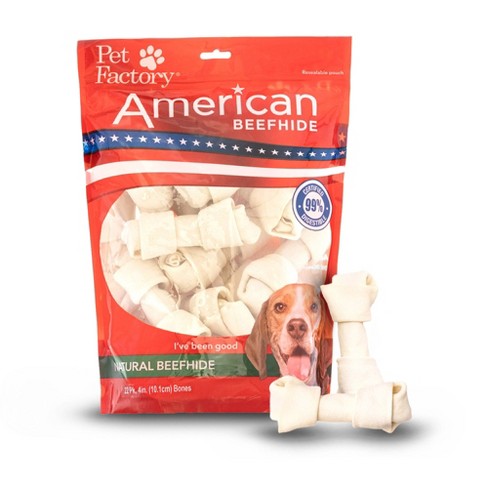 Pet Factory American Beefhide Bones Natural Flavor - 4-5", 22 Count ...