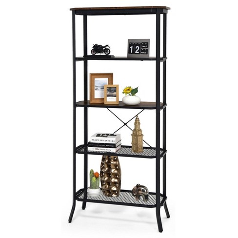 Costway 5 Tier Bookshelf Standing Storage Shelf Unit For Kitchen Living ...