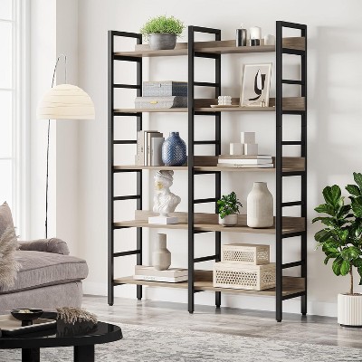 Hommoo 5-tier Industrial Bookshelf Grey : Target
