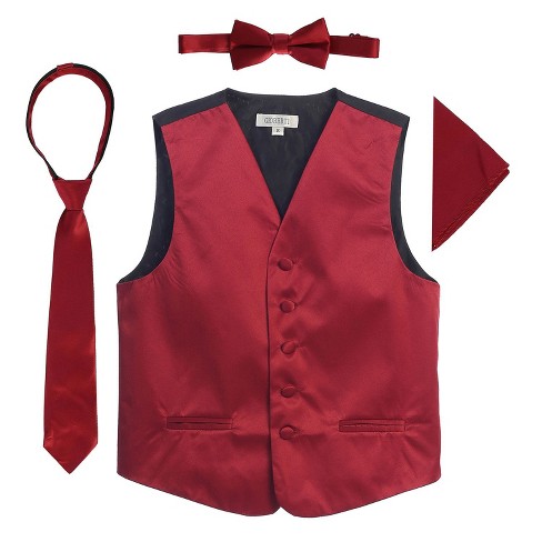 Gioberti Kids And Boys 4pc Satin Formal Vest Set, Burgundy, 16 : Target