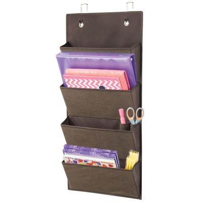 mDesign Fabric Over Door Hanging Office Storage Organizer, 4 Pocket ...