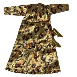Metallic Gold Animal Print Dress with Gold Heels for 11.5 Inch Fashion ...