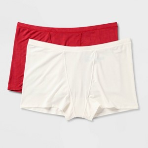 Women's 2pk Modal Blend Boy Shorts Underwear - Auden™ White/Red XXL ...