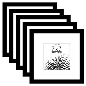 Americanflat 5 Pack of 7x7 Frames with 4x4 Mat - Plexiglass Cover ...