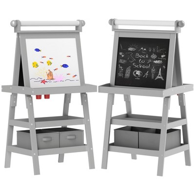 Qaba Easel For Kids, Double Sided Kids Art Easel With Paper Roll ...