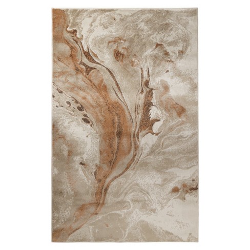 Modern Abstract Marble Indoor Area Rug Or Runner, 7'x9', Beige - Blue ...
