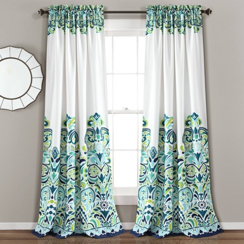 2pk 52 x84 Light Filtering Clara Curtain Panels Blue green Lush Decor Target