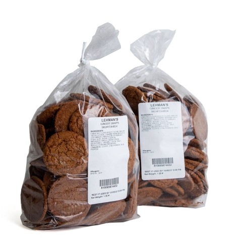 Lehman's Ginger Snaps Cookies, Crispy Crunchy Classic, 2 Pack Of 1.25 ...