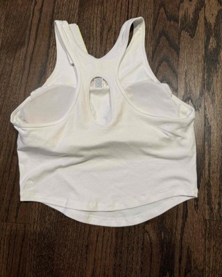 Women's Rib High Neck Racerback Cropped Tank Top - All In Motion™ Cream ...