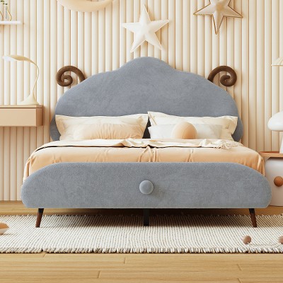 Xiyuyeu Bed Frame With Sheep-shaped Headboard, Upholstered Platform ...