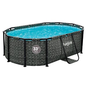 Funsicle 9'10" Oasis Designer Oval Above Ground Pool w/ Pump, Dark ...