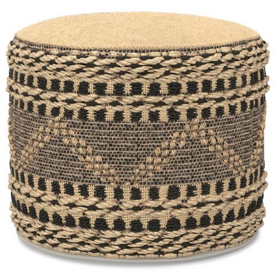 Wyndenhall Magdalena Round Woven Pouf Natural/black : Target