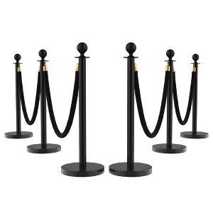 6-Pack Black Stanchion Posts with Retractable Belts - 31.5cm Stainless ...