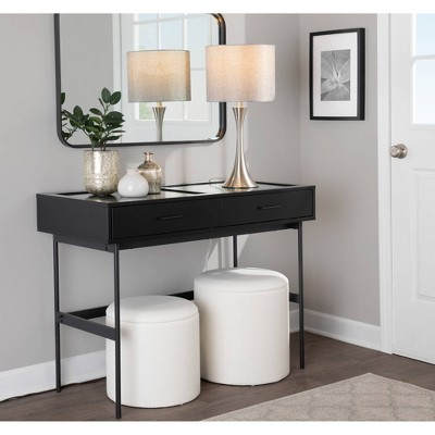 Marla Contemporary Nesting Pleated Ottoman Set Gold/cream Velvet ...