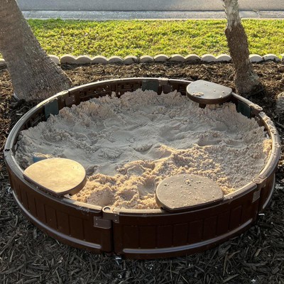 Costway 4f Wooden Sandbox W/built-in Corner Seat, Cover, Bottom Liner ...