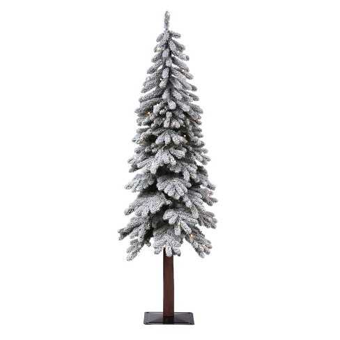 Haute Décor Pre-lit Lightly Flocked Alpine Artificial Christmas Tree ...