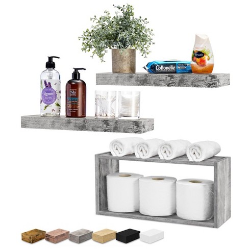 Sorbus 2 Floating Shelves With Invisible Brackets & 1 Rectangular Box ...