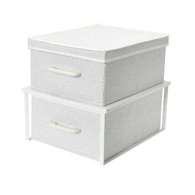 Household Essentials Stacking Storage Boxes With Laminate Top White ...