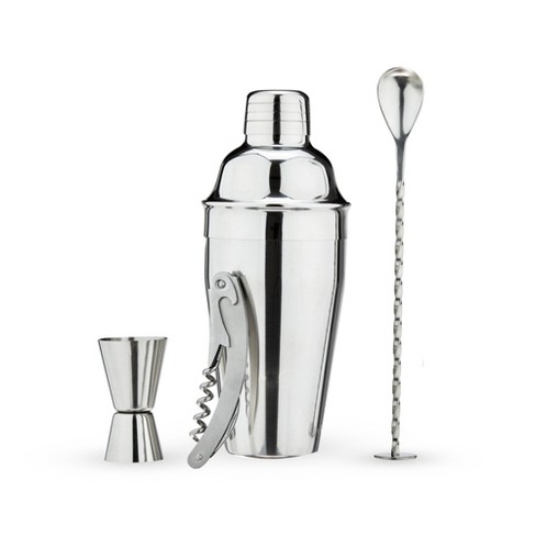 True 4-piece Barware Set, Cobbler Shaker With Cap And Strainer, Double ...