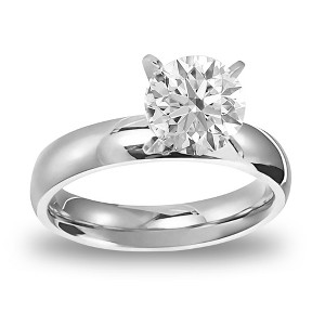 Solitaire Engagement Ring For Women 4mm Cubic Zirconia 1ct Stainless ...