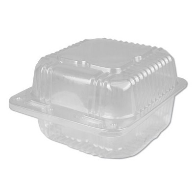 Durable Packaging Plastic Clear Hinged Containers, 21 Oz, 5.63 X 5.63 X ...