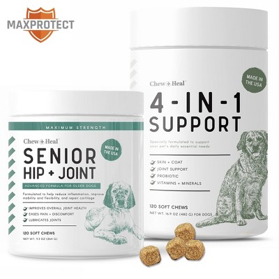 Chew + Heal Maxprotect Senior Hip + Joint Support, Dog Supplement ...