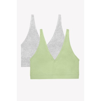 Smart & Sexy Women's Comfort Cotton Plunge Bralette 2 Pack Glass Green ...