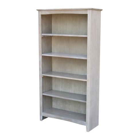60" Shaker Bookcase Washed Gray/taupe - International Concepts: Solid ...