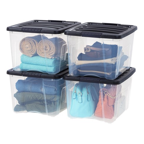 40qt Plastic Storage Bins With Lids And Secure Latching Buckles - 4 ...