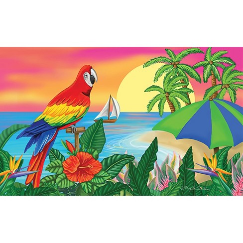Paradise Parrot Summer Doormat Indoor Outdoor Tropical 30" X 18 ...