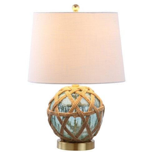 Jonathan Y Andrews 21.5" Led Glass/rope Table Lamp, Brown/aqua : Target
