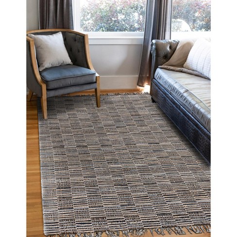 Unique Loom 4' 1 X 6' 1 Checkered Chindi Jute Rectangle Area Rug : Target