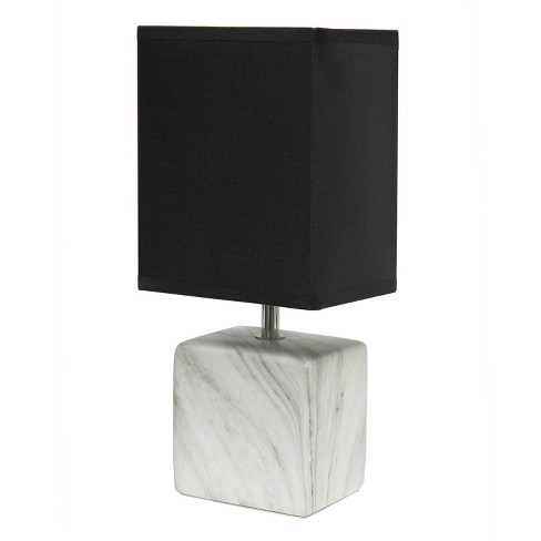 Petite Marbled Ceramic Table Lamp With Fabric Shade Black - Simple ...