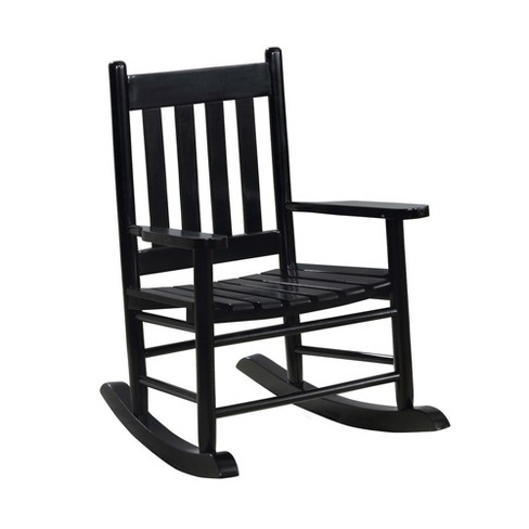Simple Relax Wooden Youth Rocking Chair With Slatted Backrest In Black ...