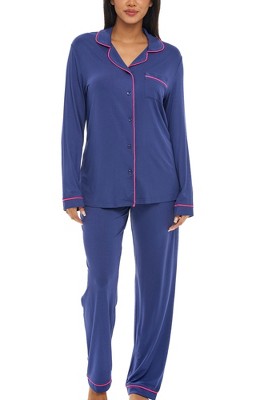 Adr Classic Knit Pajamas Set With Pockets, Lightweight Long Sleeve Pj ...