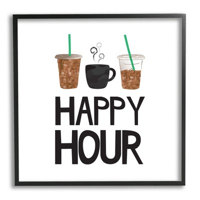 Stupell Industries Happy Hour Iced Coffee Phrase Framed Giclee : Target