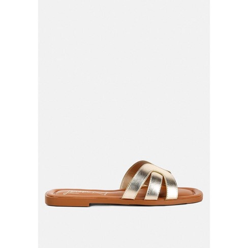 Aura Faux Leather Flat Sandals : Target