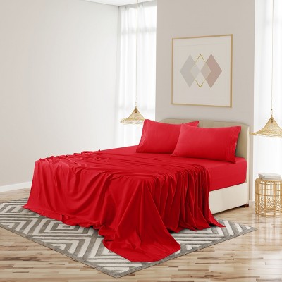 Red Cotton Flannel Twin Sheet Set By Bare Home : Target
