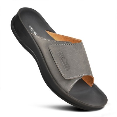 Aerothotic Doris Womens Open Toe Arch Support Slide Sandals, Grey - 5 ...