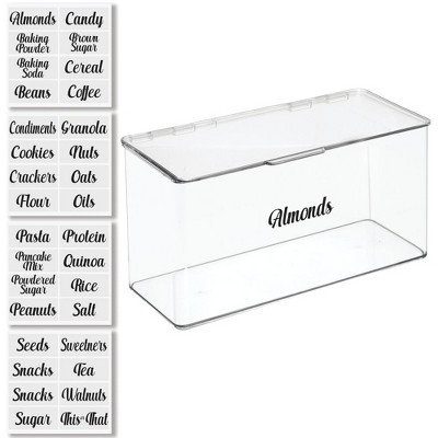 mDesign Plastic Stackable Kitchen Storage Bin Box + 32 Labels - Clear ...