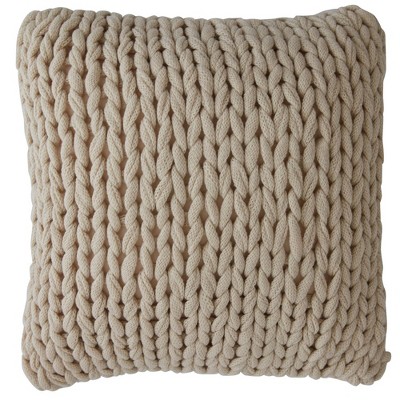 Cheer Collection Chunky Cable Knit Throw Pillow, 18" X 18" (taupe) : Target