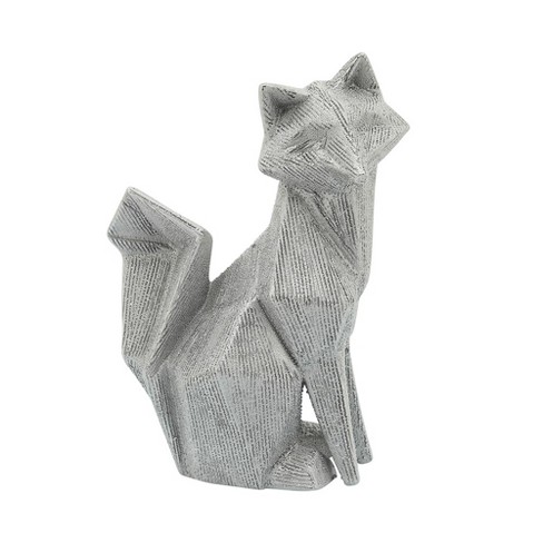 Sagebrook Home 10" Ceramic Fox Figurine - Abstract Modern Beaded Silver ...