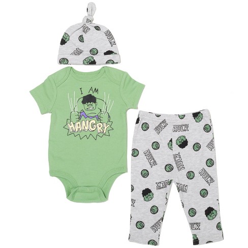 Marvel Avengers Hulk Infant Baby Boys 3 Piece Outfit Set: Cuddly ...
