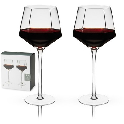 Viski Seneca Modern Wine Glasses - Long Stem Wine Glass Set For Red Or ...